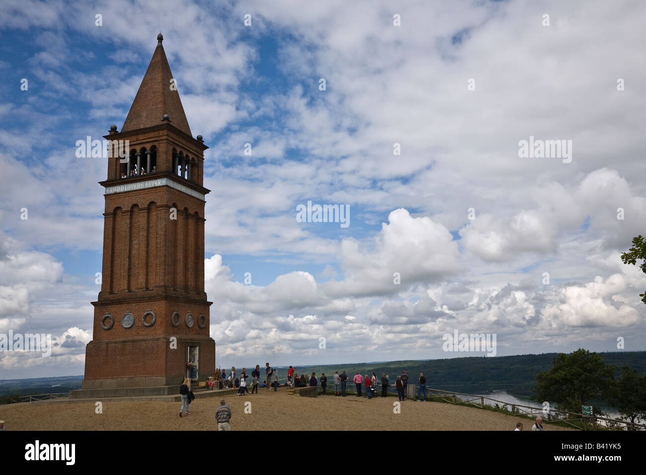 Observation tower on the summit of Himmelbjerget, Lake Julsø, Jutland ...