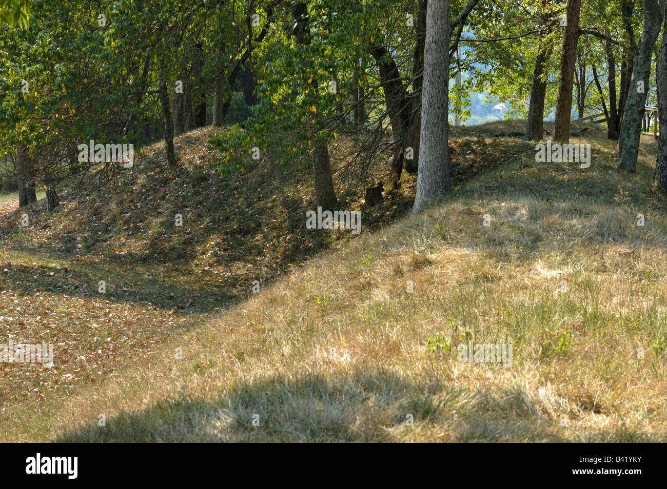 Earthworks from American Civil War fortifications used to protect the ...