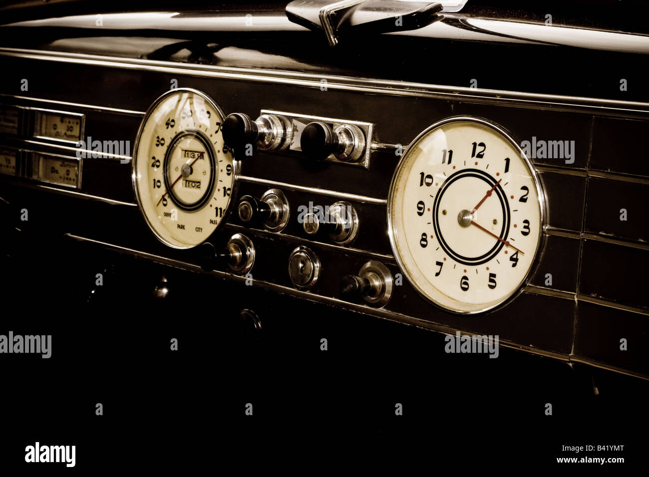 Classic Cadillac intrument panel Stock Photo - Alamy