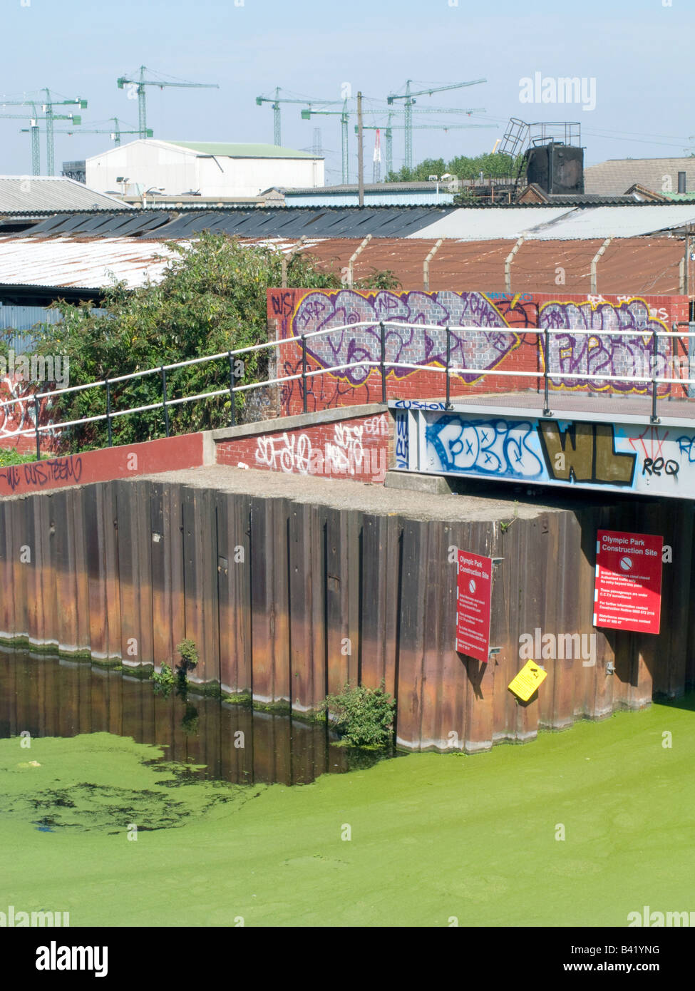 UK OLD FACTORIES BY LEA RIVER BY SITE OF THE FUTURE OLYMPIC PARK NEAR ...
