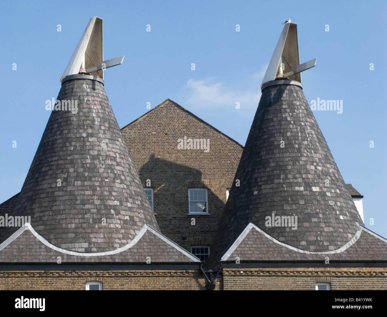 UK- Traditional converted oast houses at Three Mills Film Studio in Bow ...