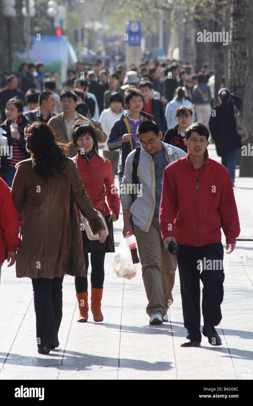 Pedestrians walking on Chang'an Boulevard, Beijing, China Stock Photo ...