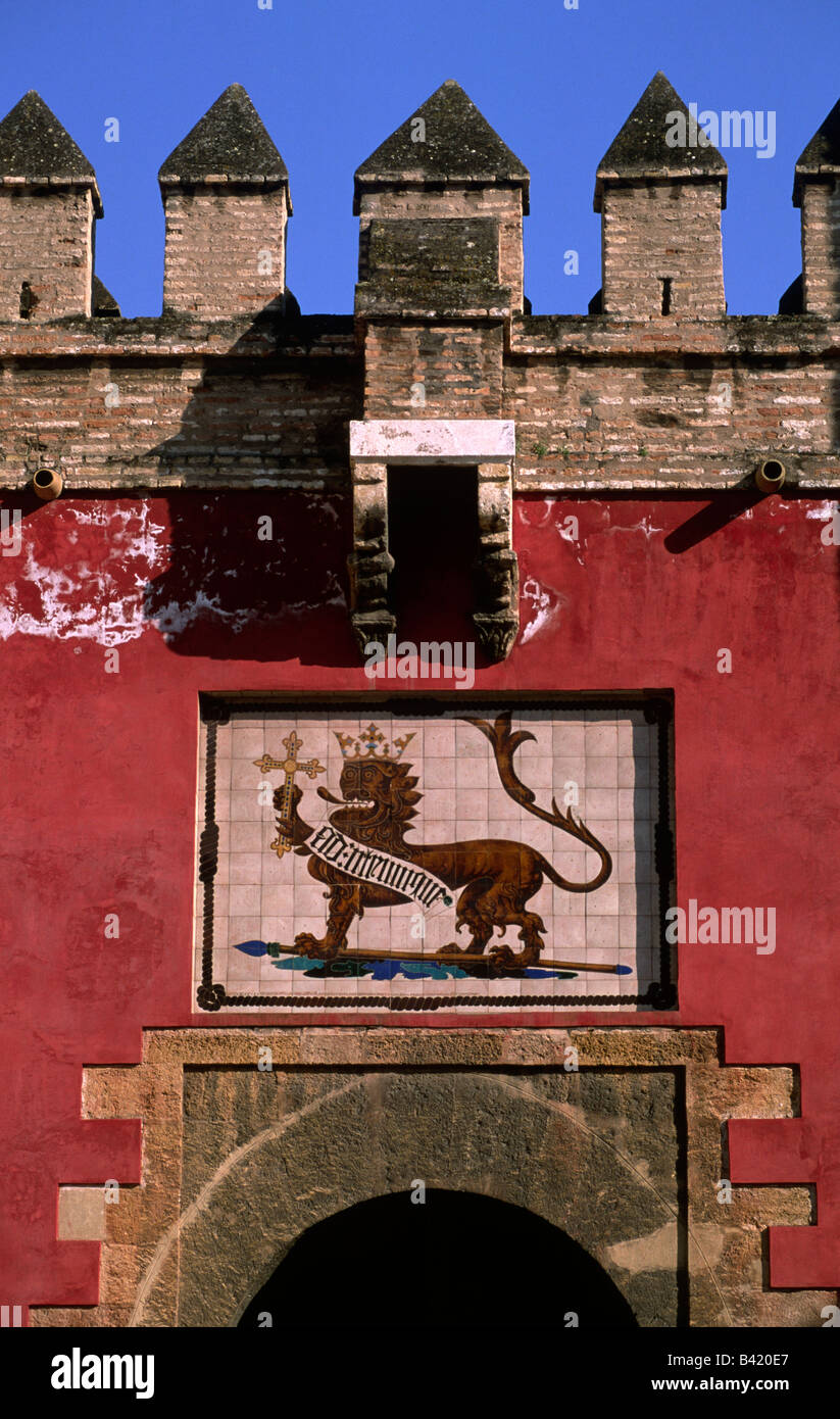 Spain, Seville, Alcazar, Gate of the Lion Stock Photo - Alamy