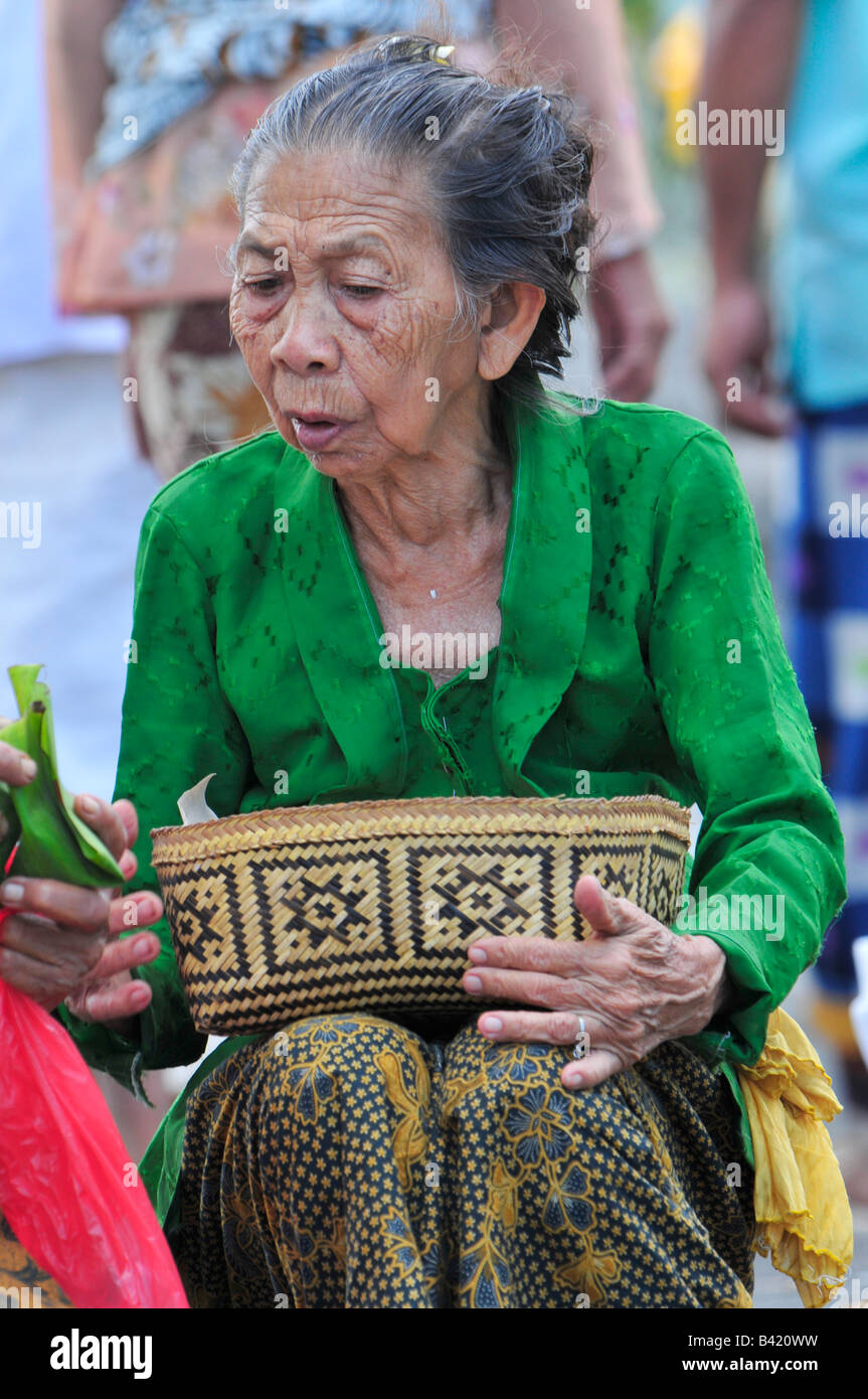 bali aga village life, old lady at bali aga village temple , semberan ...