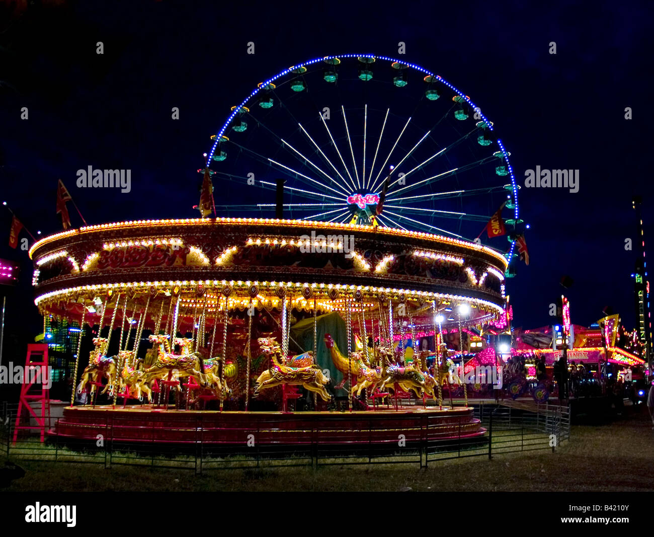 Fun fair carousel traditional fair ground ride the hoppings hi-res ...