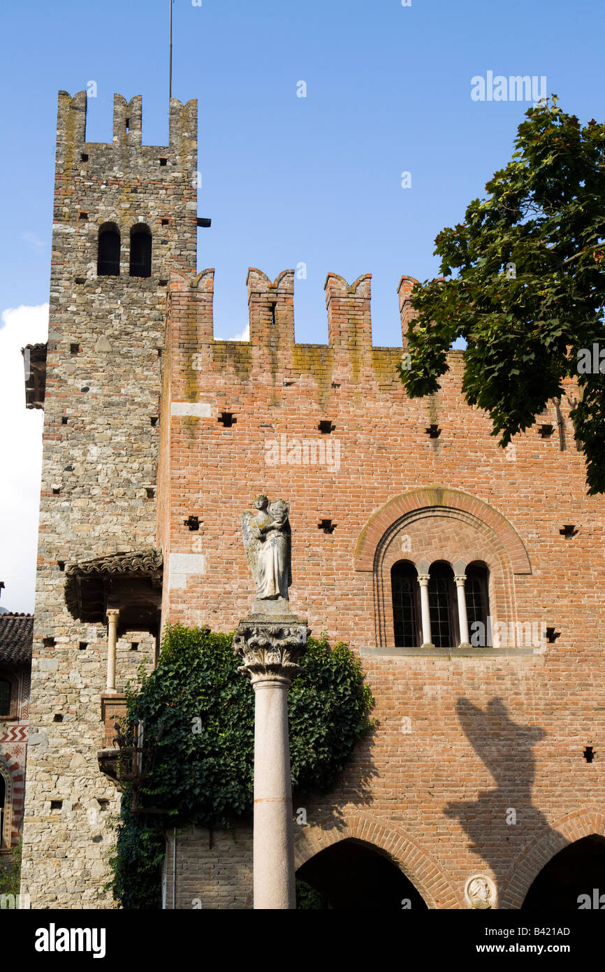 Medieval construction with turrets and tower. Grazzano Visconti ...