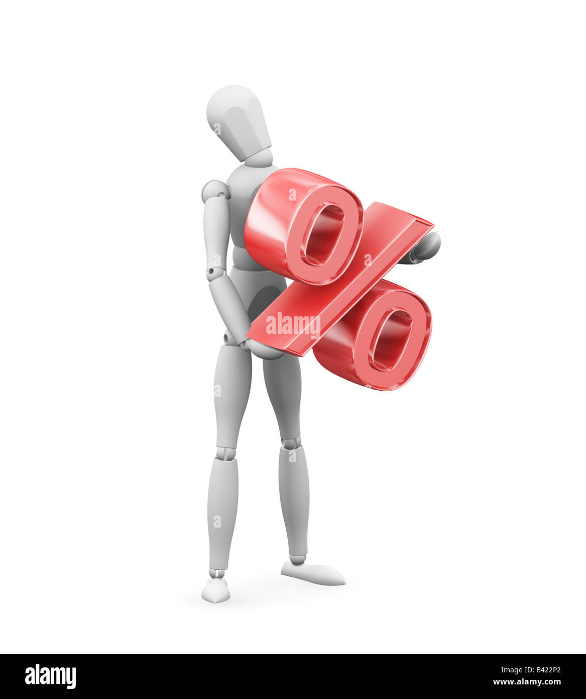 3D render of a man holding a percentage sign Stock Photo - Alamy