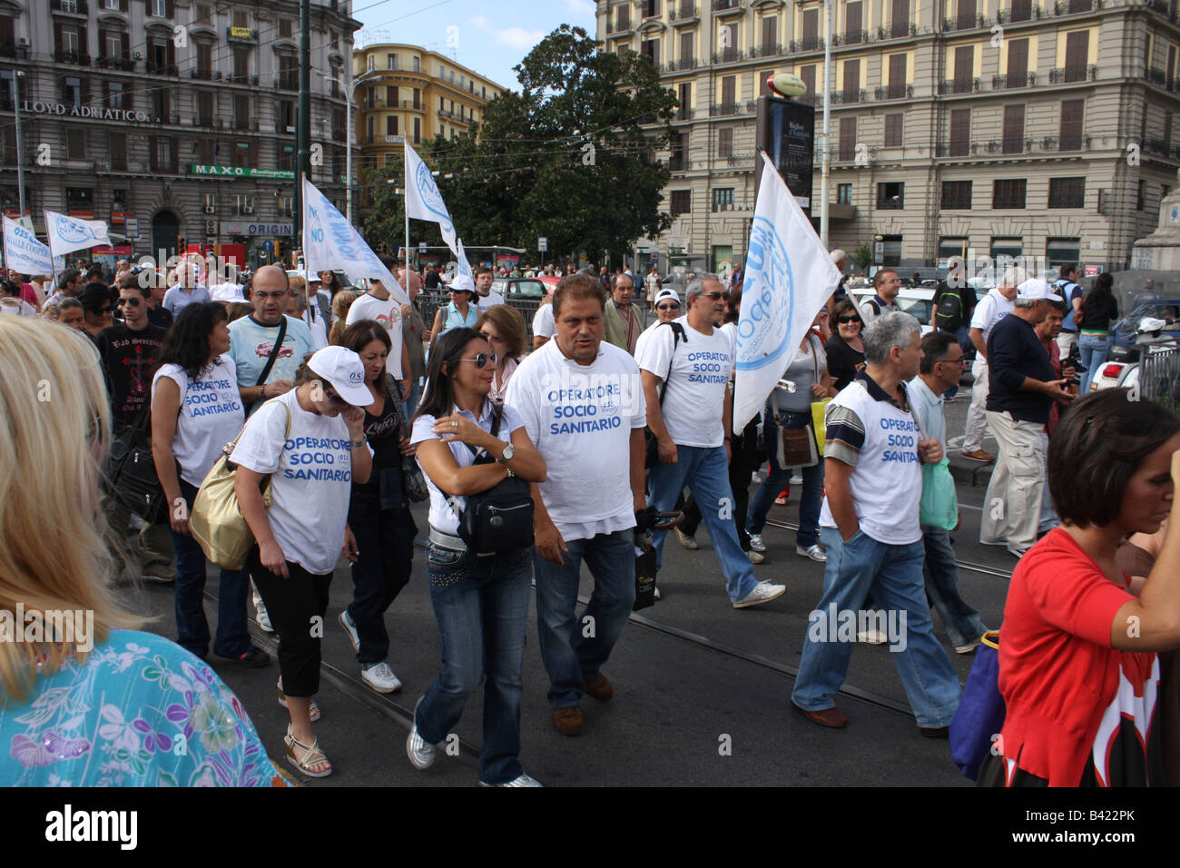 Protesters march through Naples following the garbage crisis Stock ...