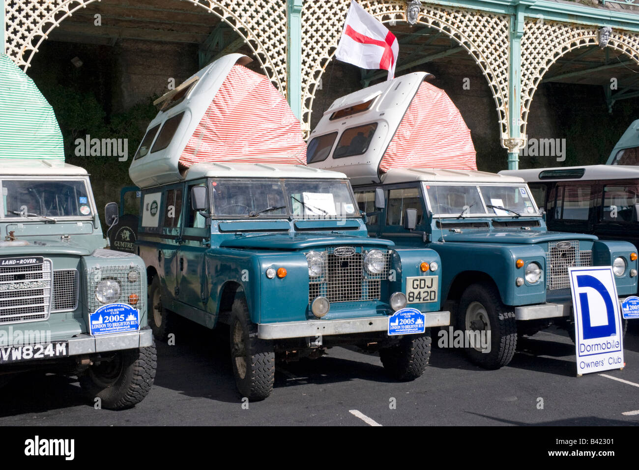 Dormobile Land Rovers on the promenade at the end of the 2005 London to ...