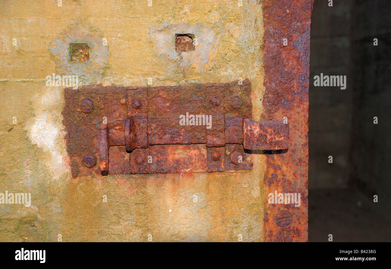 rusty door bolt ww2 fortifications jersey uk Stock Photo - Alamy