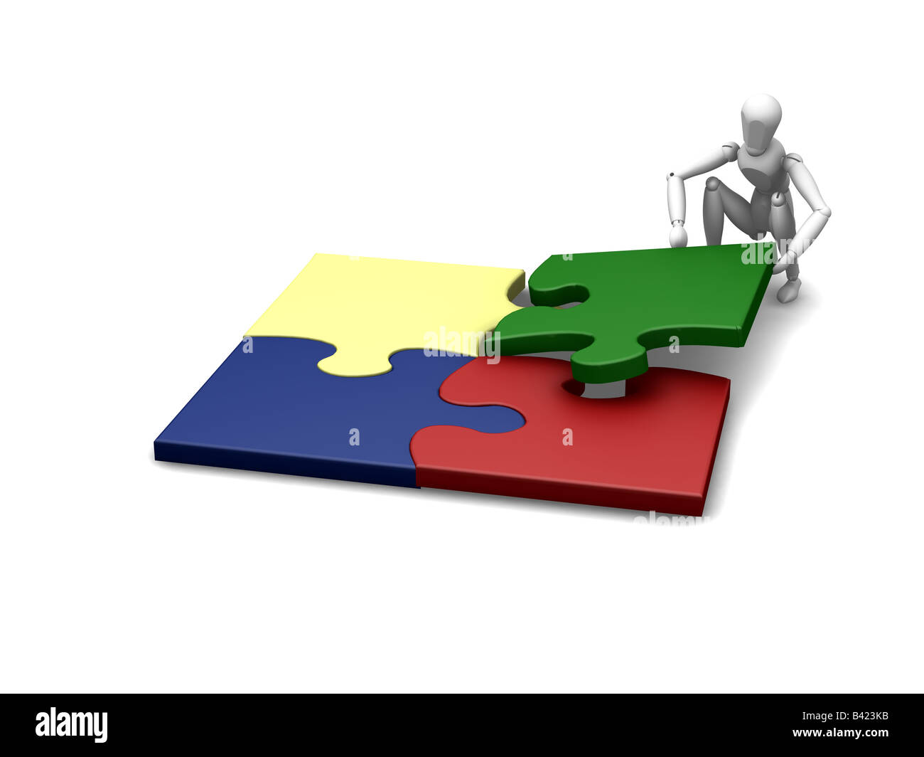 3d render of a man and a jigsaw Stock Photo - Alamy