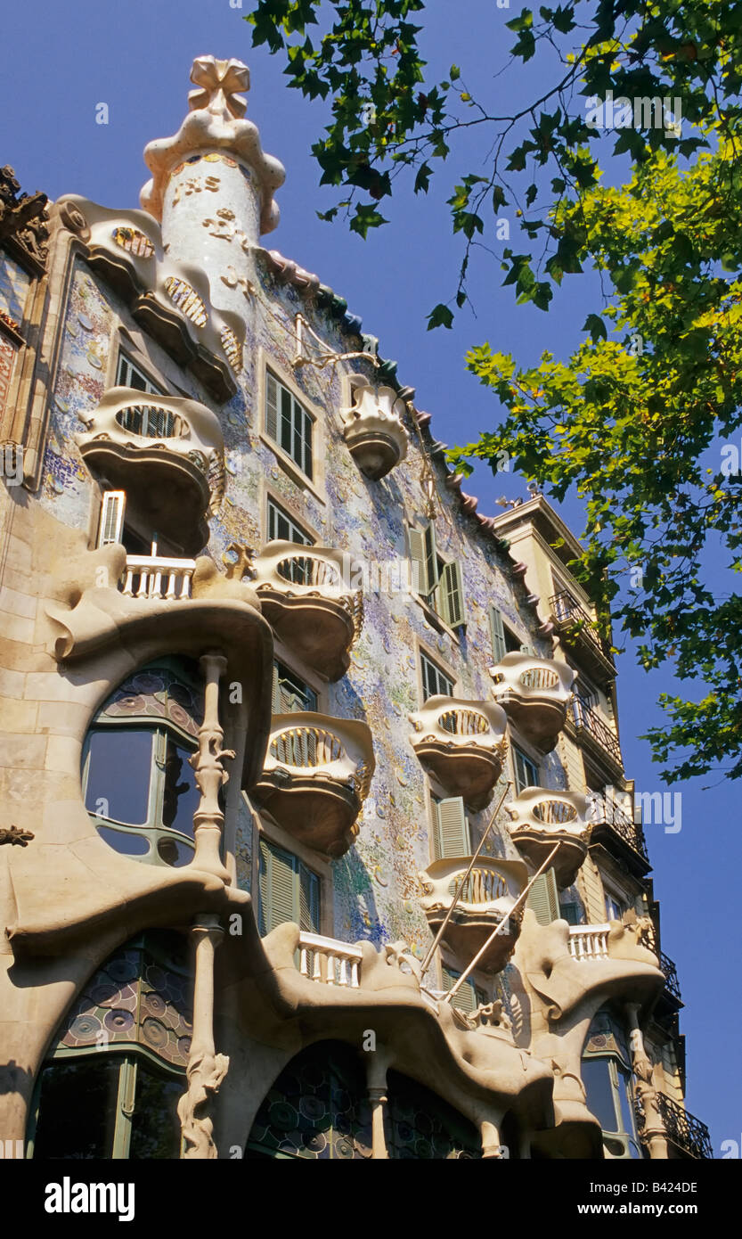 Casa Batllo facade designed by Antoni Gaudi in Barcelona Catalonia ...