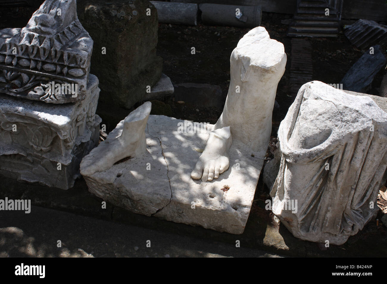 The remains of a statue at the Flavian amphitheatre in Pozzuoli ...