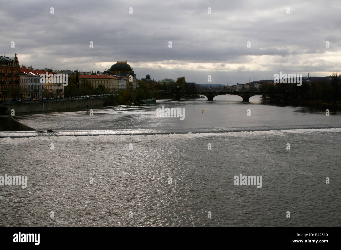 Vltava River in Autumn (Fall), Prague (Praha), Czech Republic. Sciene ...