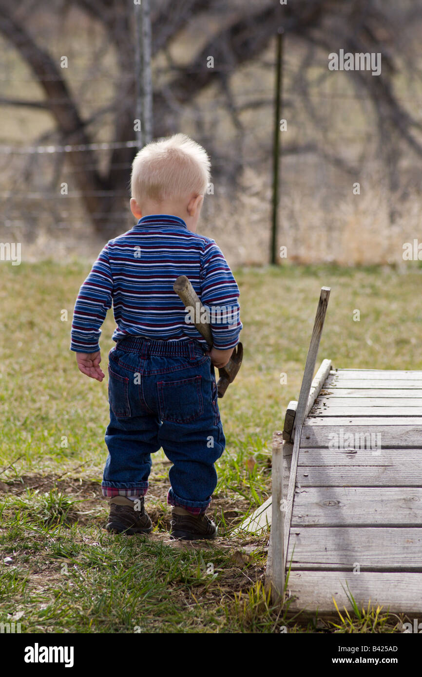 Boy toddler play hammer hi-res stock photography and images - Alamy