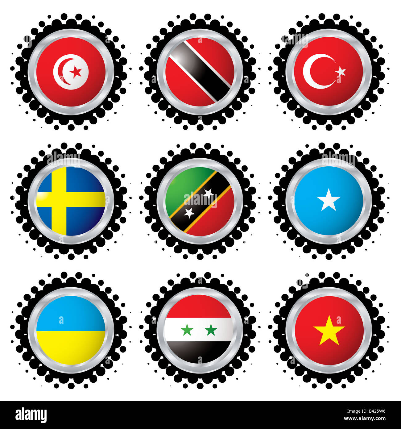 collection of nine diferent flags from countries around the world Stock ...