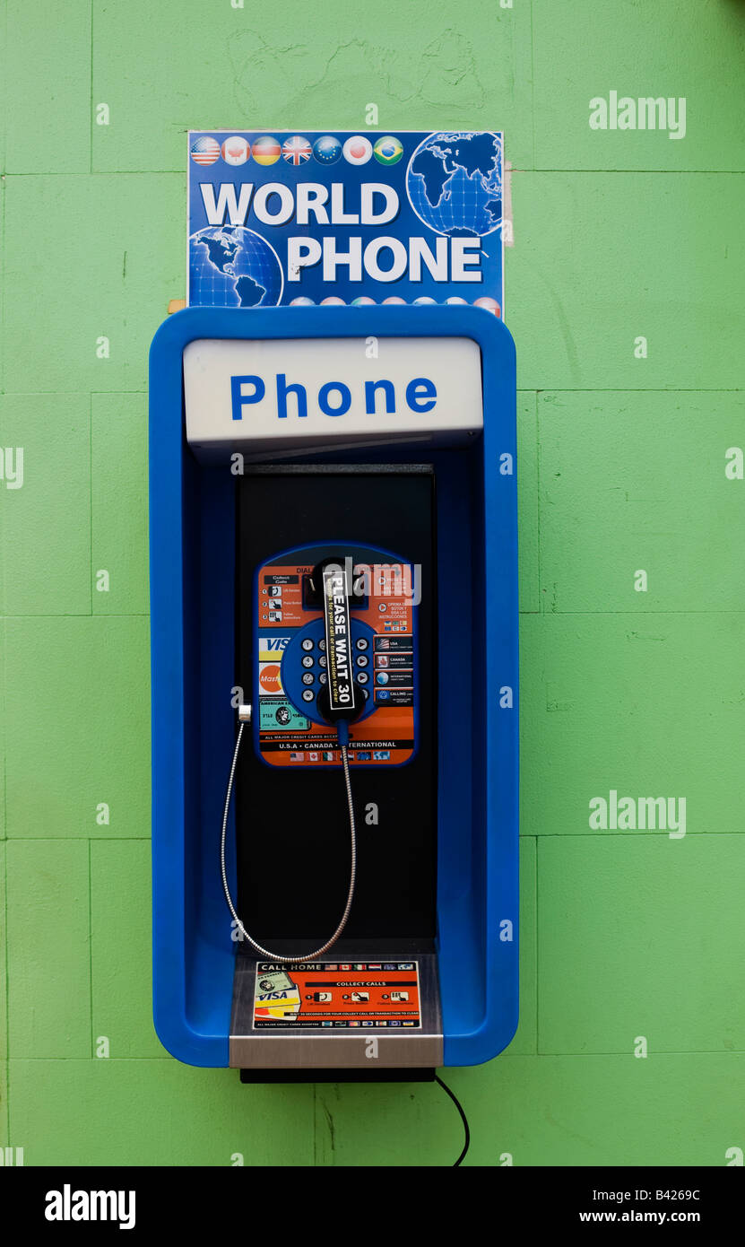 World Phone international phone call box in the capital St John's ...