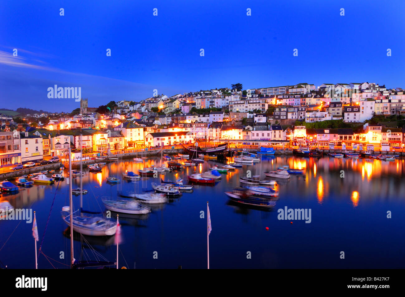 The small fishing town of Brixham on the South Devon coast just before ...