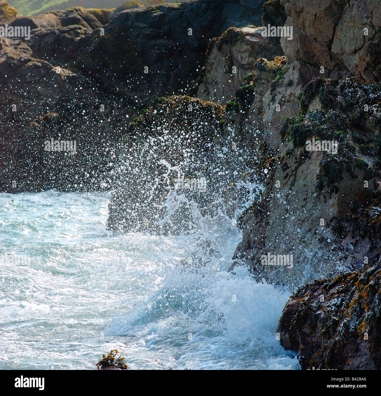 wave splashing on rocks Stock Photo - Alamy