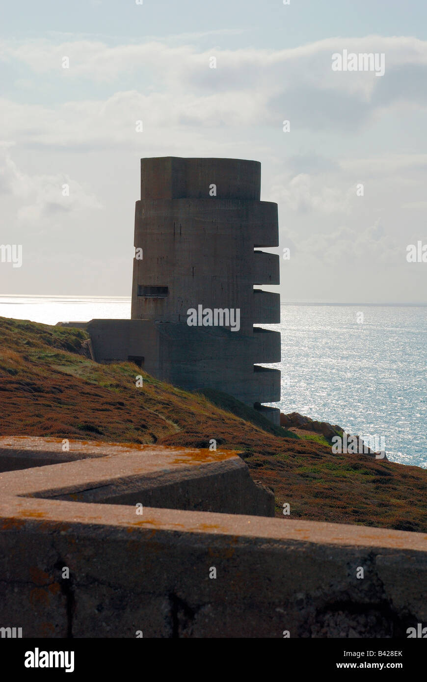 isle of jersey german ww2 lookout tower with gun emplacement wall Stock ...