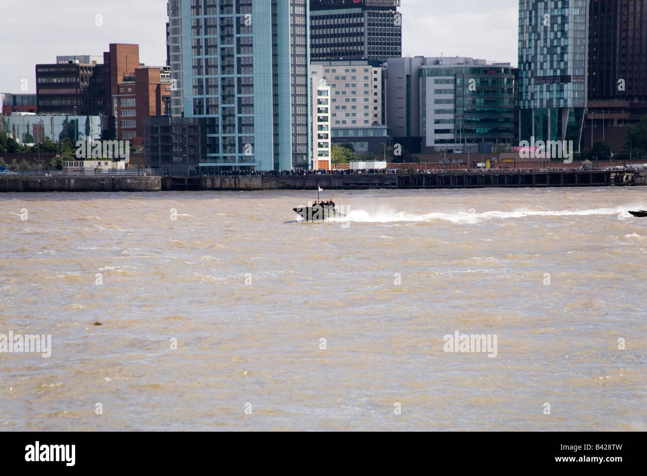 Royal Navy speed boat on the Mersey River Liverpool launched from the ...