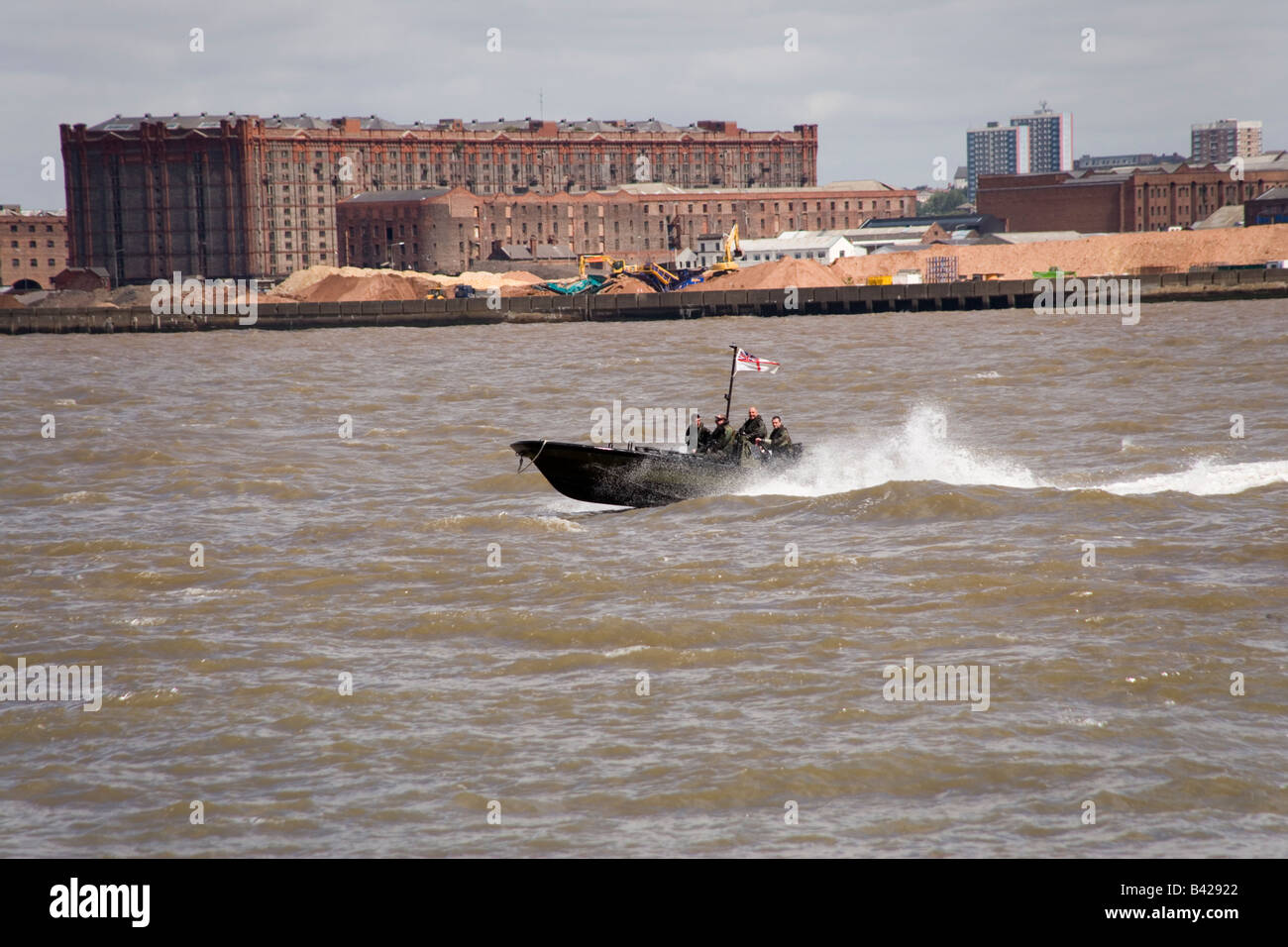 Royal Navy speed boat on the Mersey River Liverpool launched from the ...