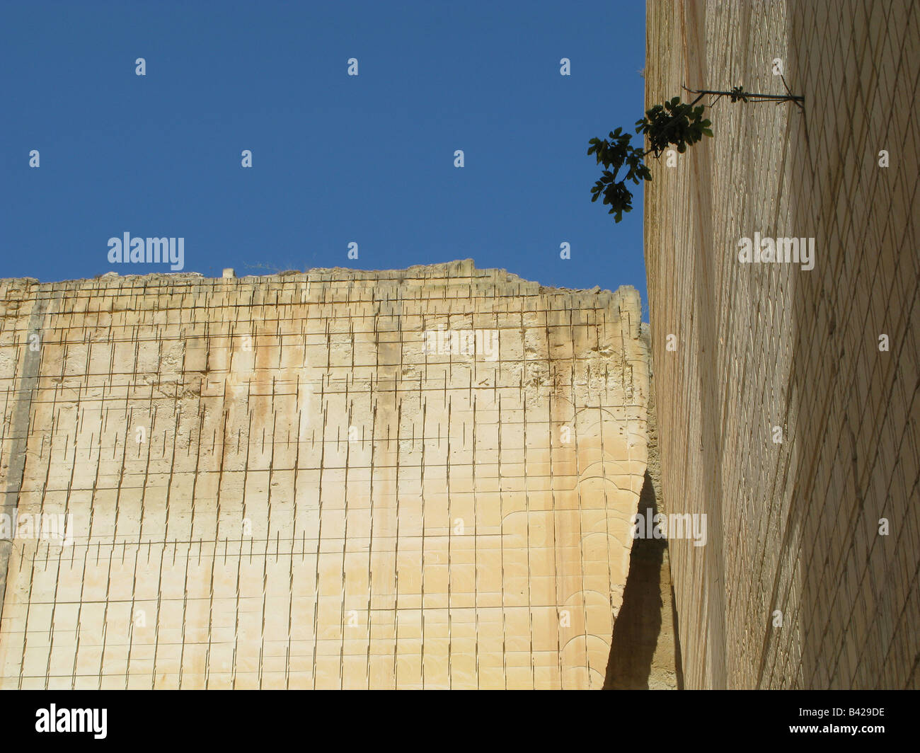 The cut faces of the stone quarries of S'Hostal, Lithica, at Ciutedella ...