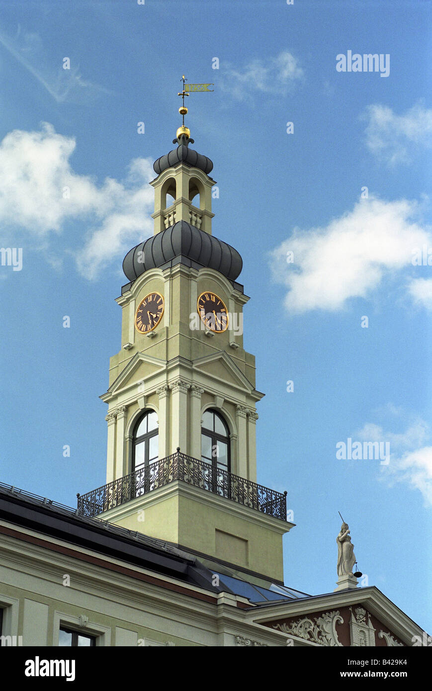 Clock tower of the Riga Town Hall, Latvia Stock Photo - Alamy