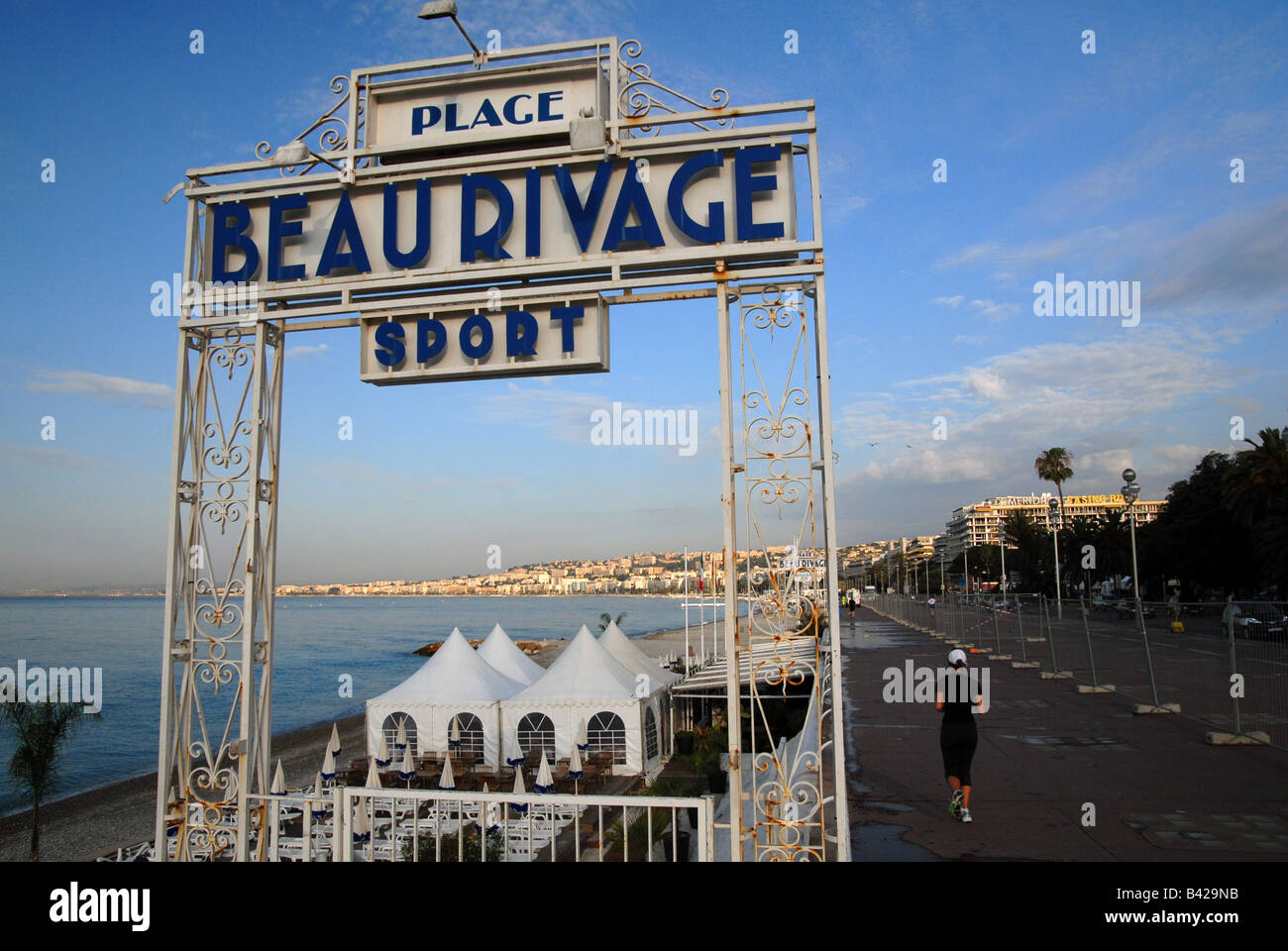 Entrance gates to the Beau Rivage private Beach Plage on the Promenade ...