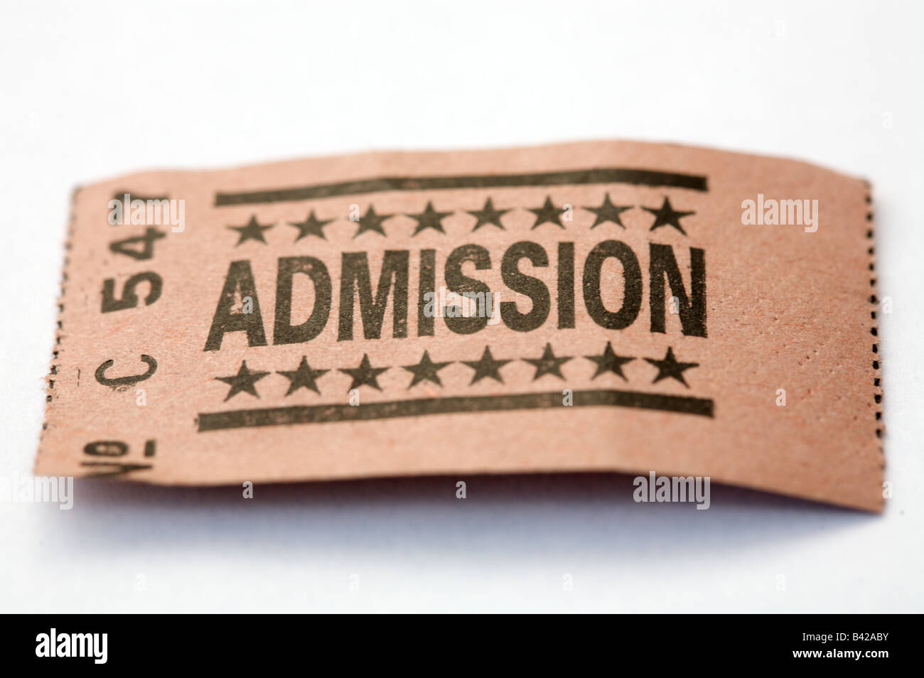 A cut out of an old fashioned historic paper admission ticket stub for ...