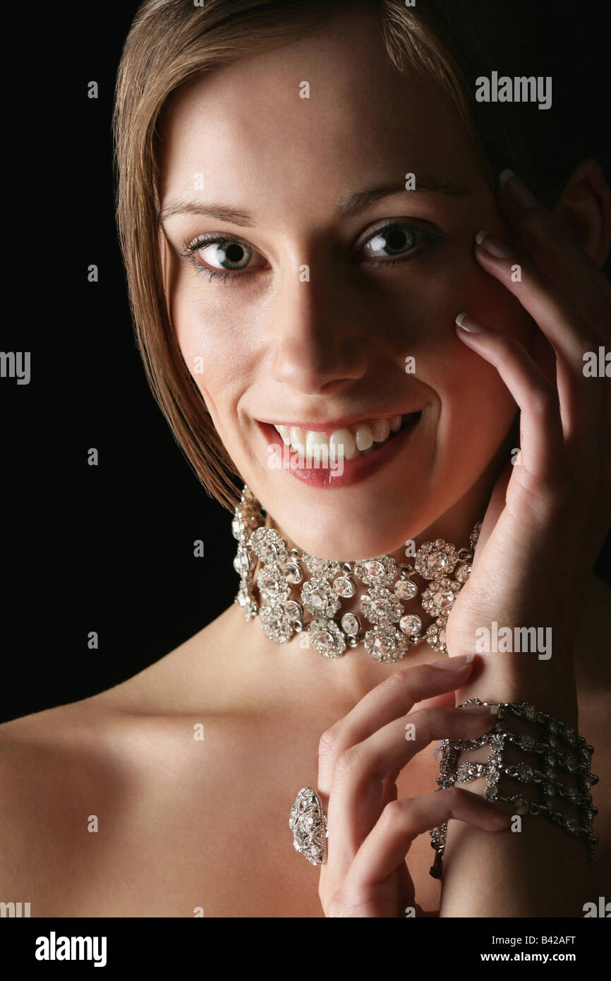 Female model wearing dimonds Stock Photo - Alamy