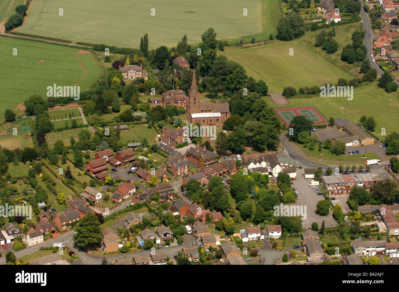 An aerial view of the village of Pattingham in Staffordshire England ...
