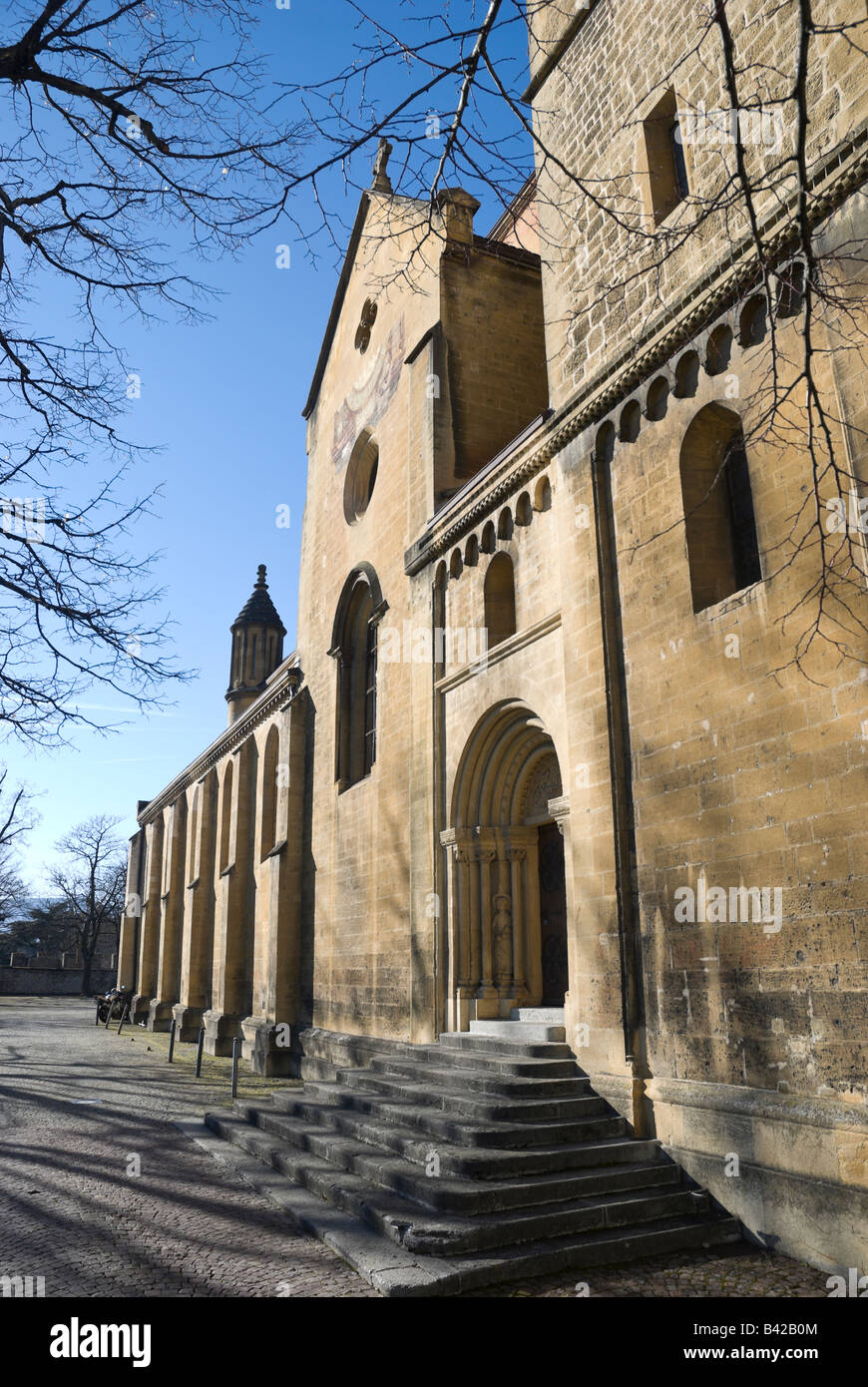 Side view of the Collegiale de Neuchatel, Neuchatel, Switzerland Stock ...