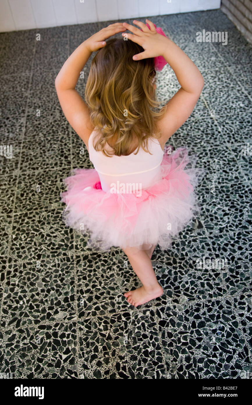 Rear view of Little Girl Dressed in a Tutu Stock Photo - Alamy