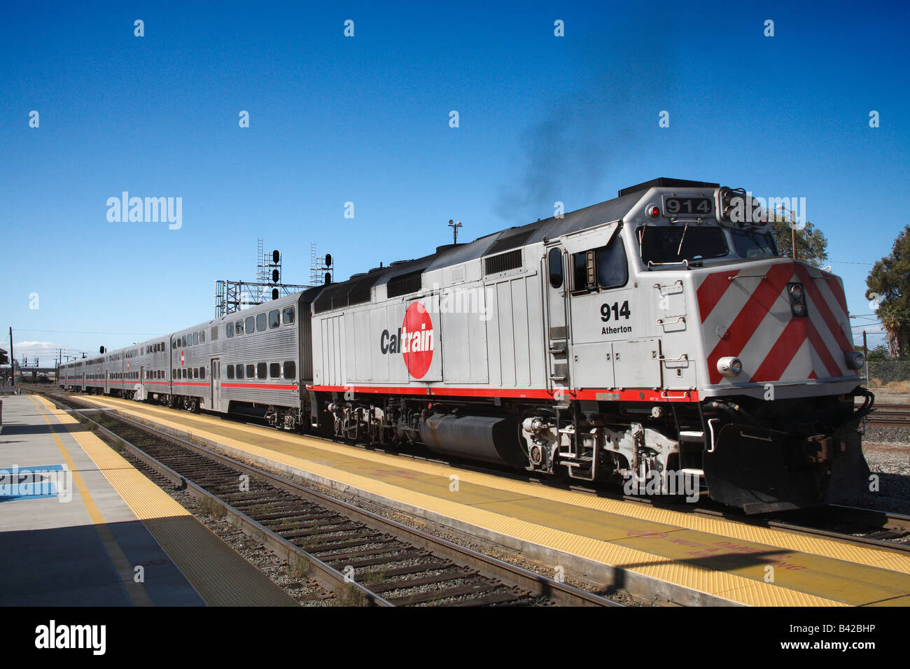 Caltrain commuter train at Santa Clara Station Santa Clara California ...
