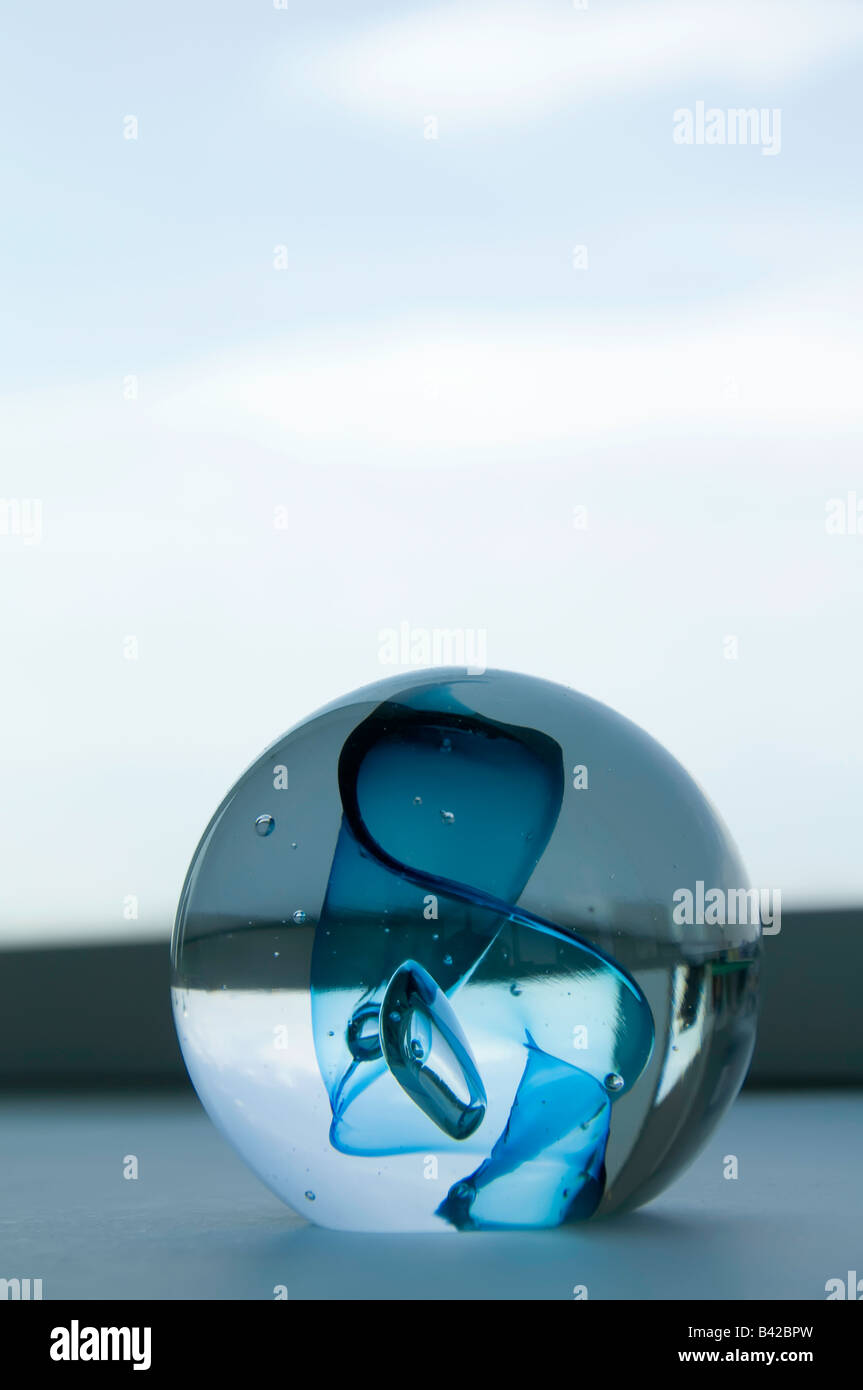 Close-up of glass paperweight on window ledge of corporate office Stock ...