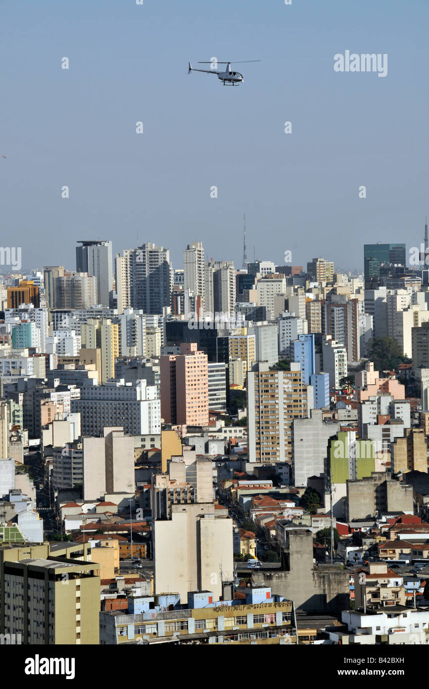 Sao Paulo and helicopter view from the rooftop of Italia Building ...