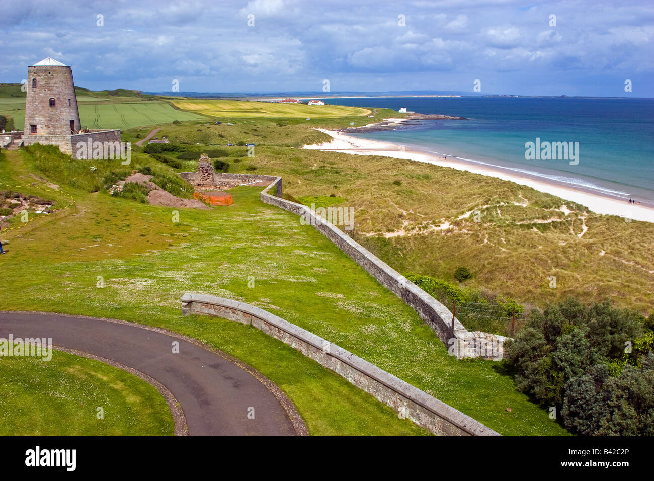 Bamburgh coast and beach Northumberland Great Britain UK 2008 Stock ...