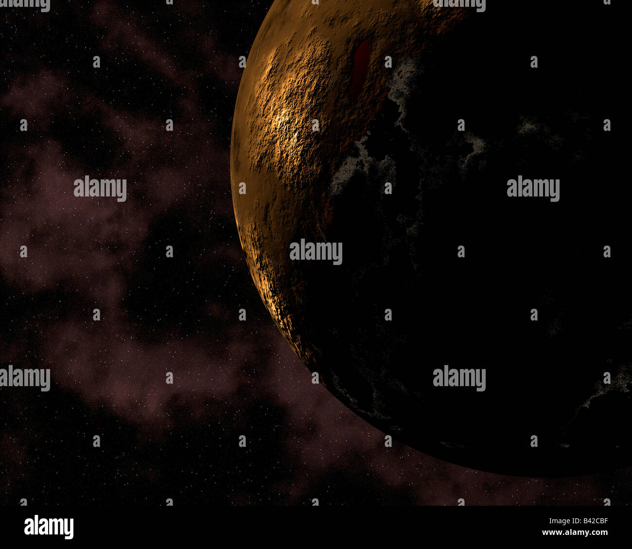 First Light On The Rim Of A Distant Alien World Stock Photo - Alamy