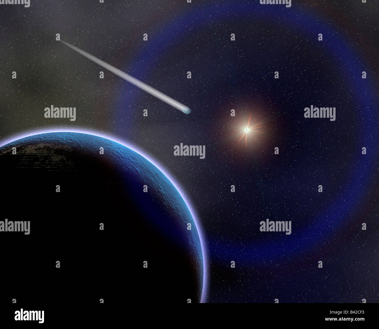 A Visiting Comet, Passing Thru A Young Solar System Stock Photo - Alamy