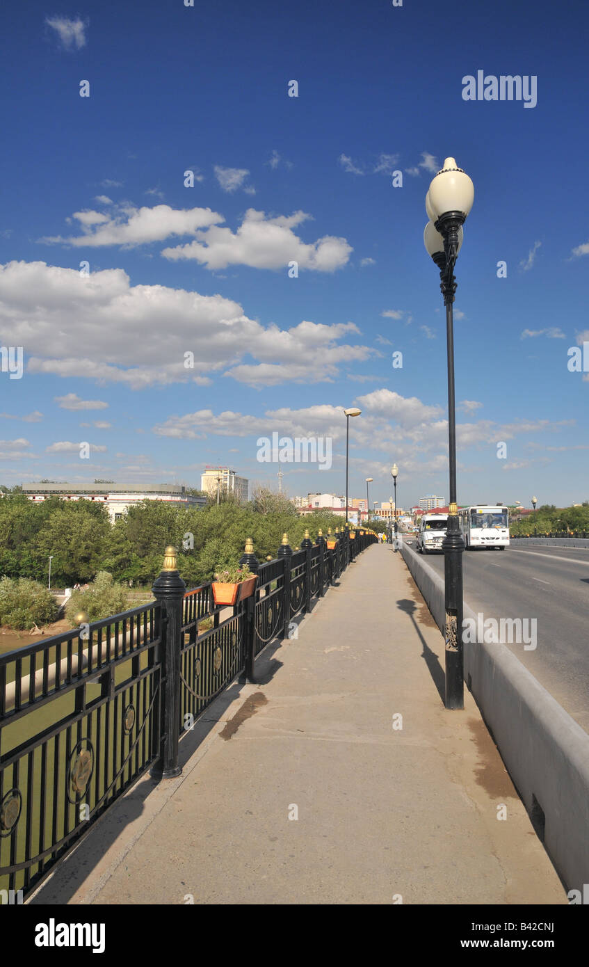 The view from Europe looking towards Asia cross the Ural River bridge ...