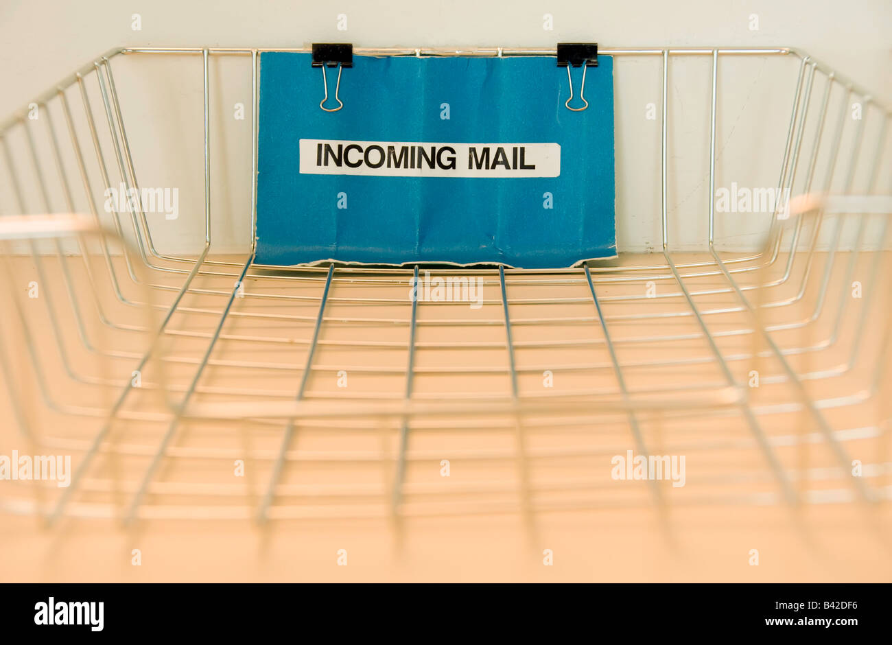 Wireframe inbox with blue INCOMING MAIL label clipped to top Stock ...