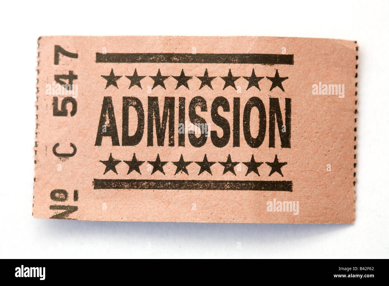 A cut out of an old fashioned historic paper admission ticket stub for ...