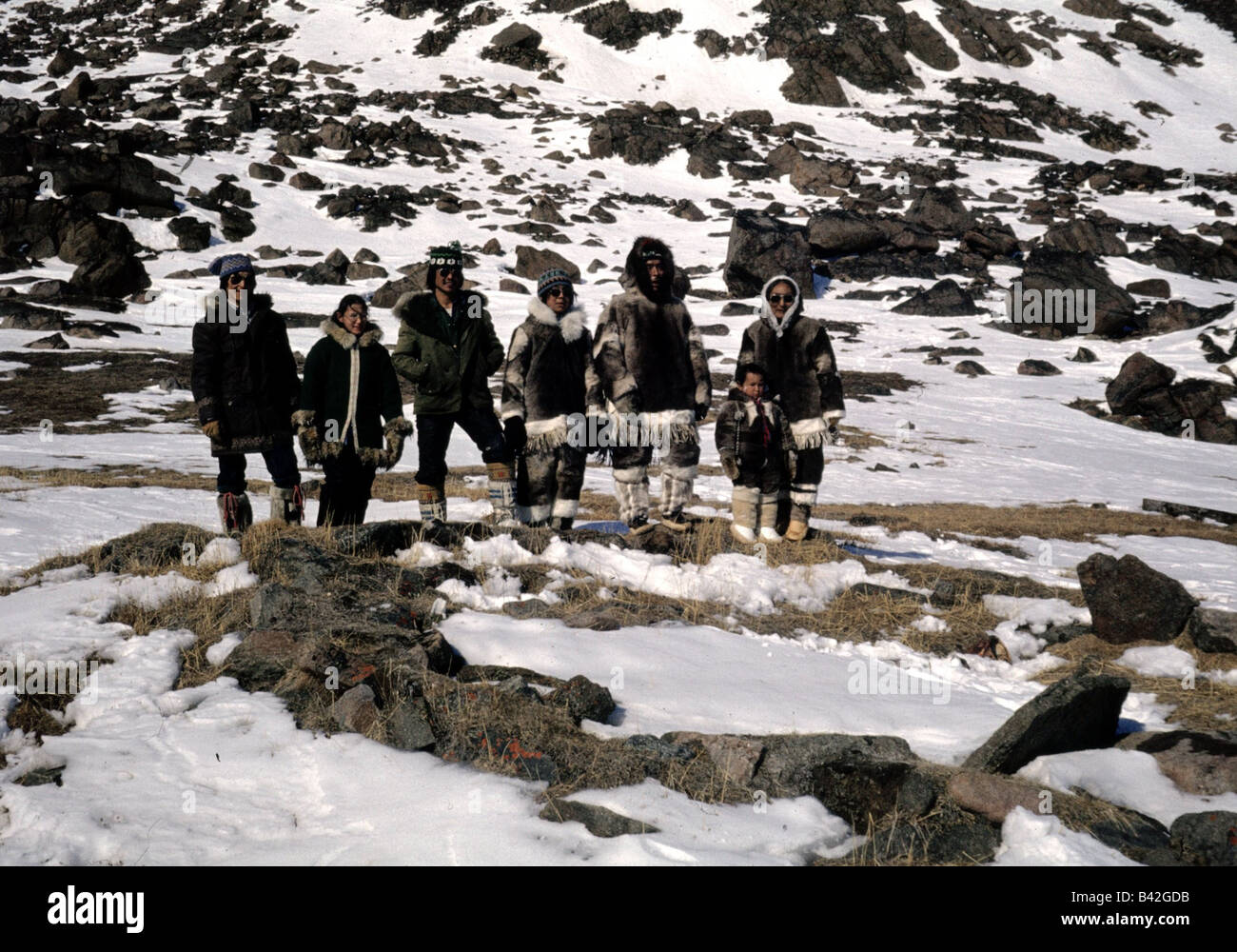 geography / travel, North Pole, people, Eskimo family, Fjord Grise ...
