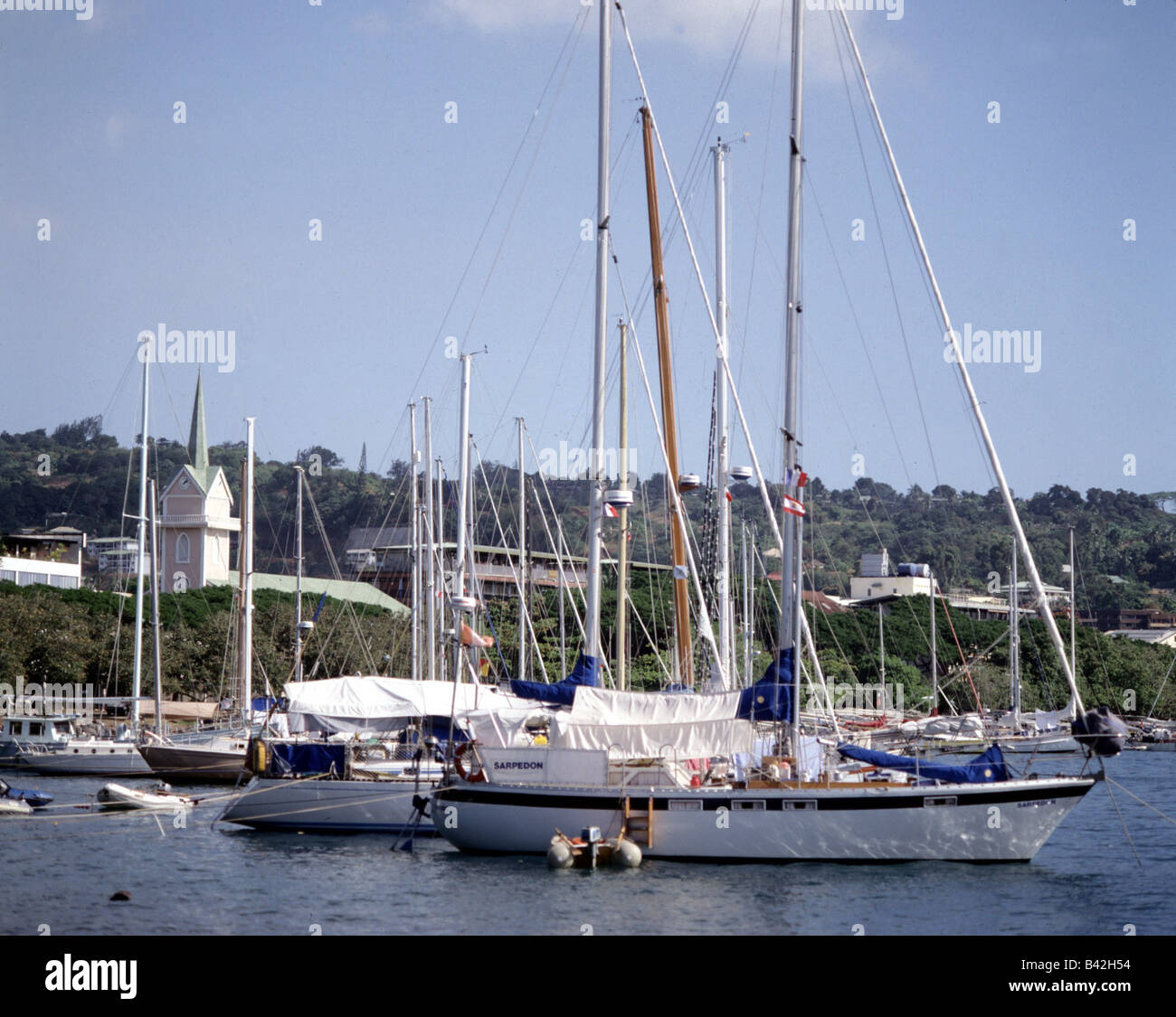 geography / travel, Tahiti, Papeete, harbour, ship, French Polynesia ...