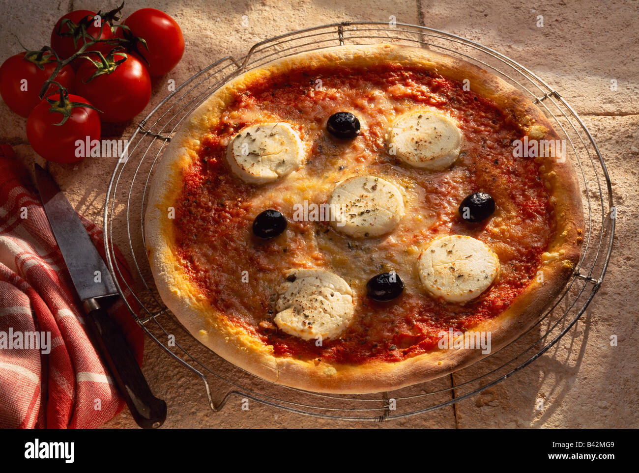Goat cheese pizza Stock Photo - Alamy