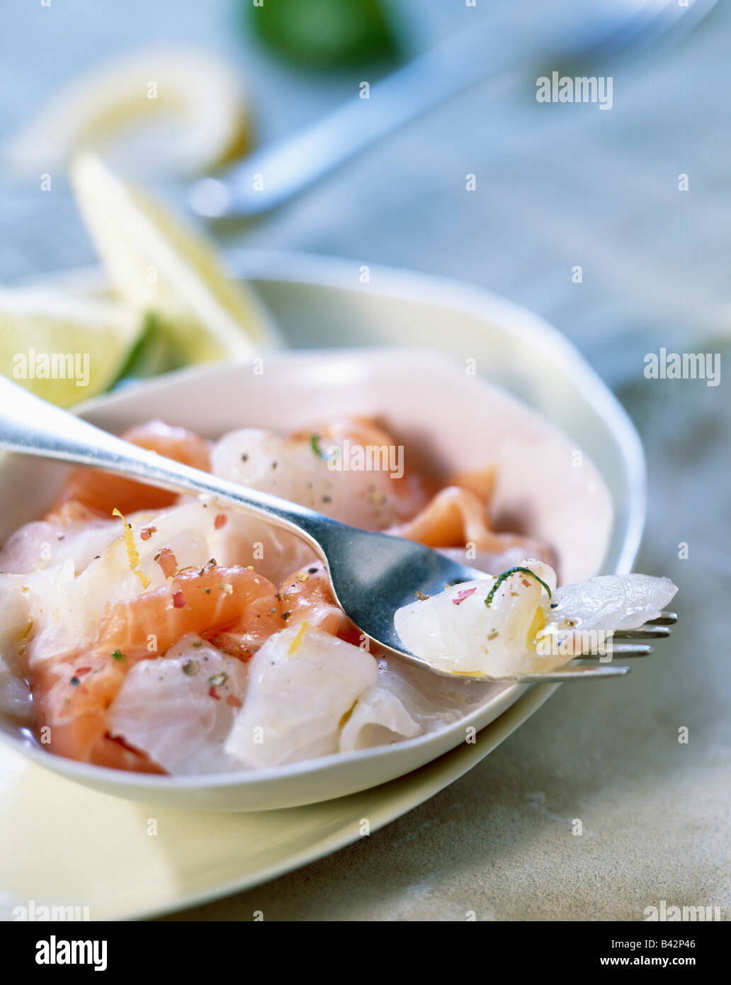 two fish marinated carpaccio Stock Photo - Alamy