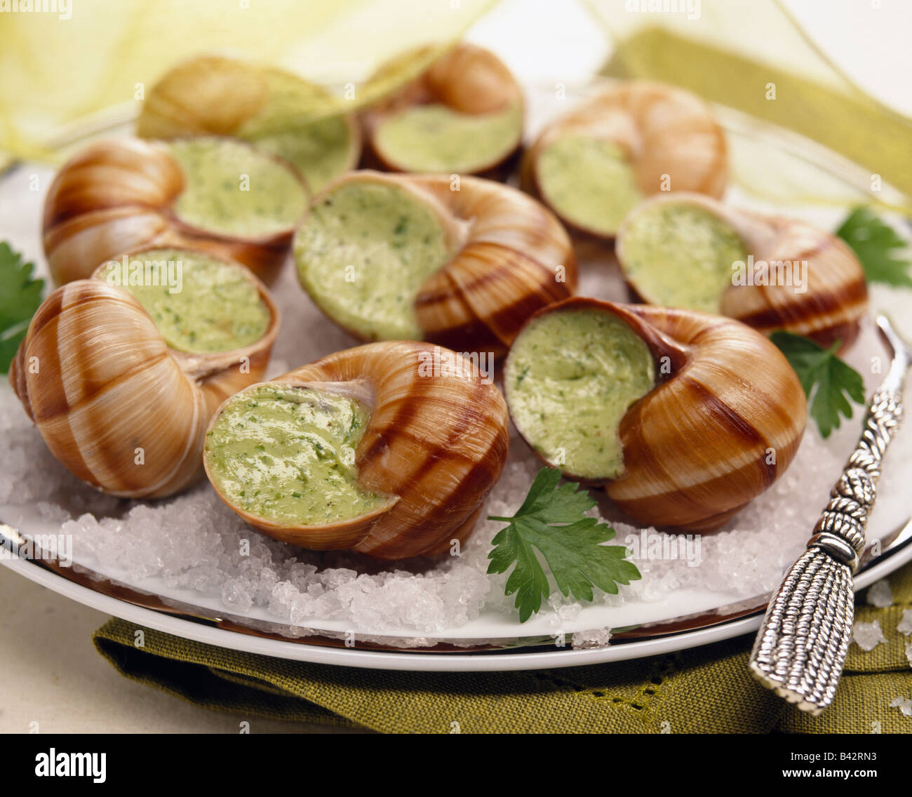 Snails with parsley butter Stock Photo - Alamy