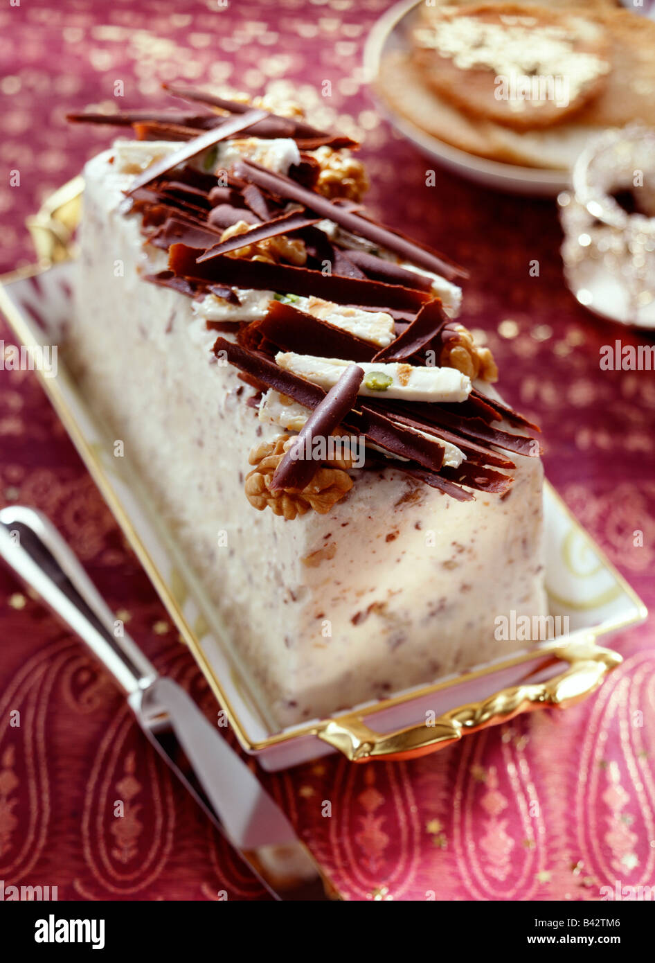 ice cream, chocolate and nougat log Stock Photo - Alamy