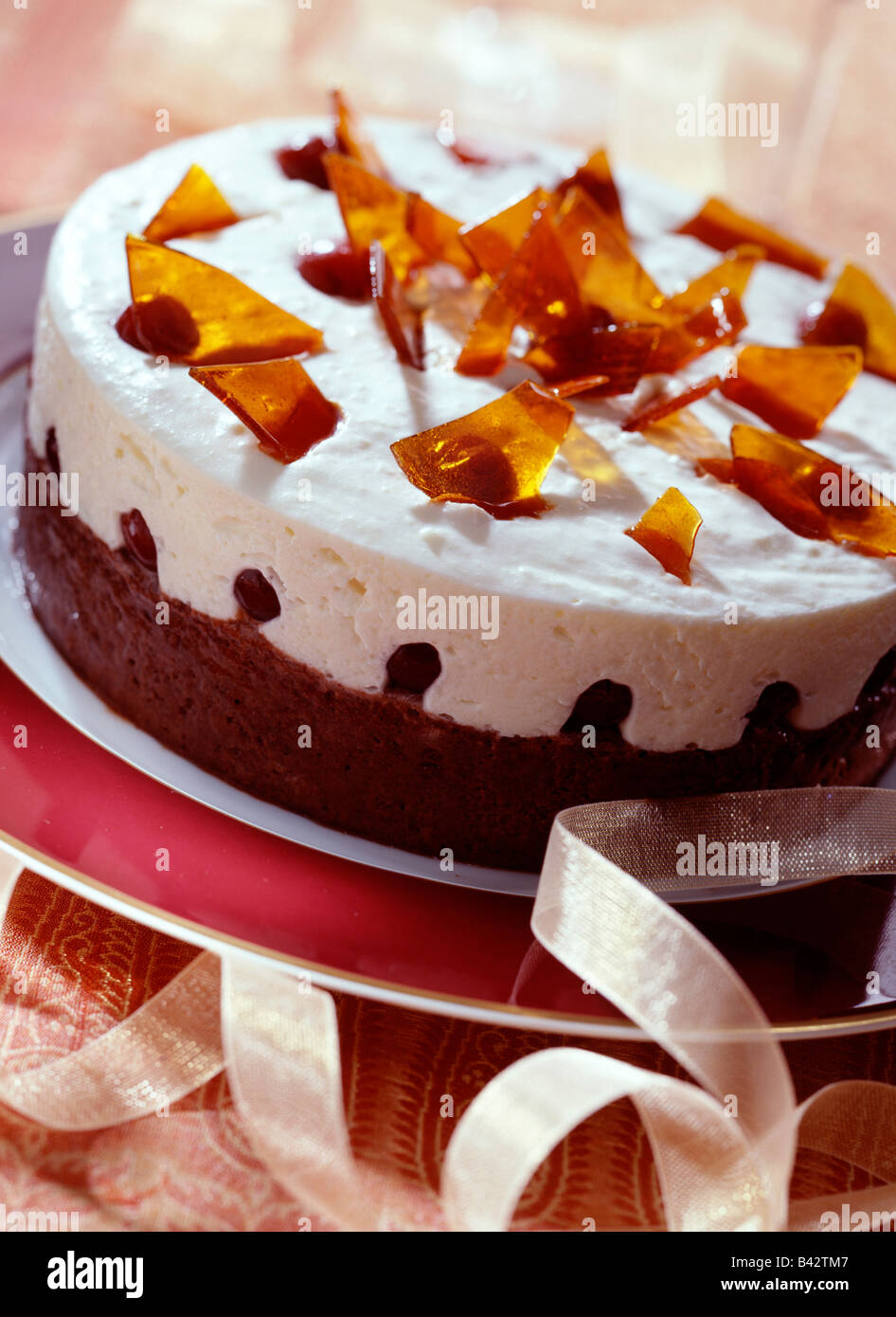 Chocolate and sour griotte cherry dou cake Stock Photo - Alamy